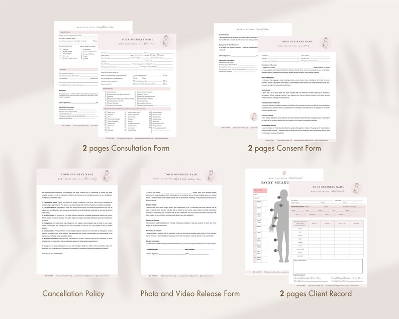 Esthetician Forms, Body Sculpting Forms, Body Shaping Forms, Med Spa ...