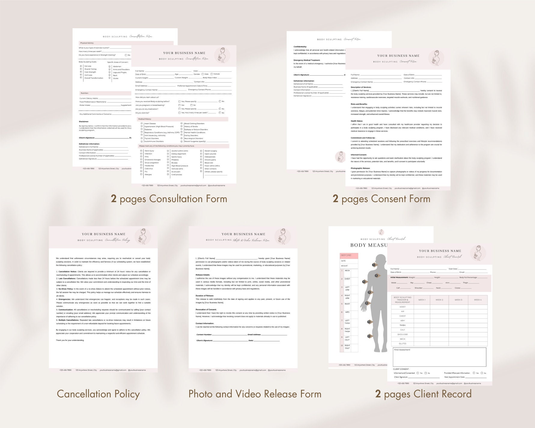 Esthetician Forms, Body Sculpting Forms, Body Shaping Forms, Med Spa ...