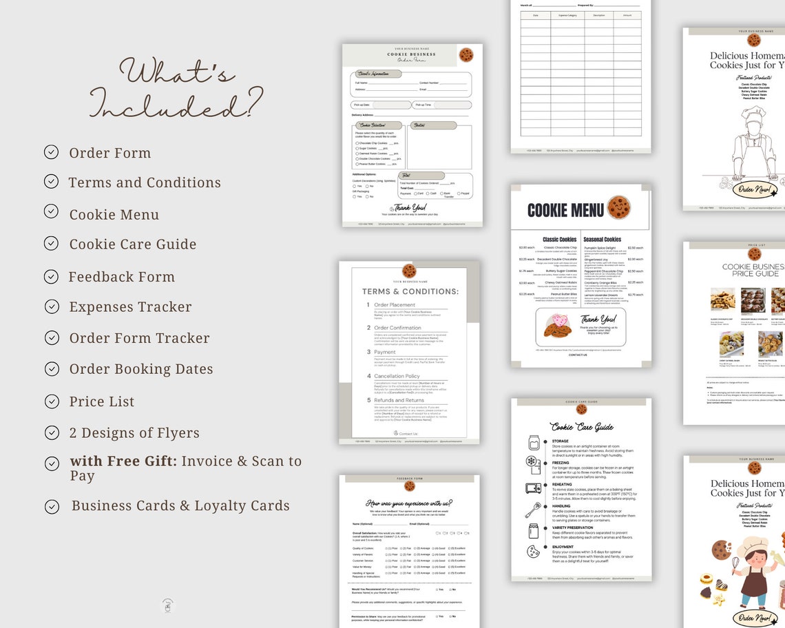 Cookie Business Forms Bundle, Bakery Order Forms, Cookie Care Card ...