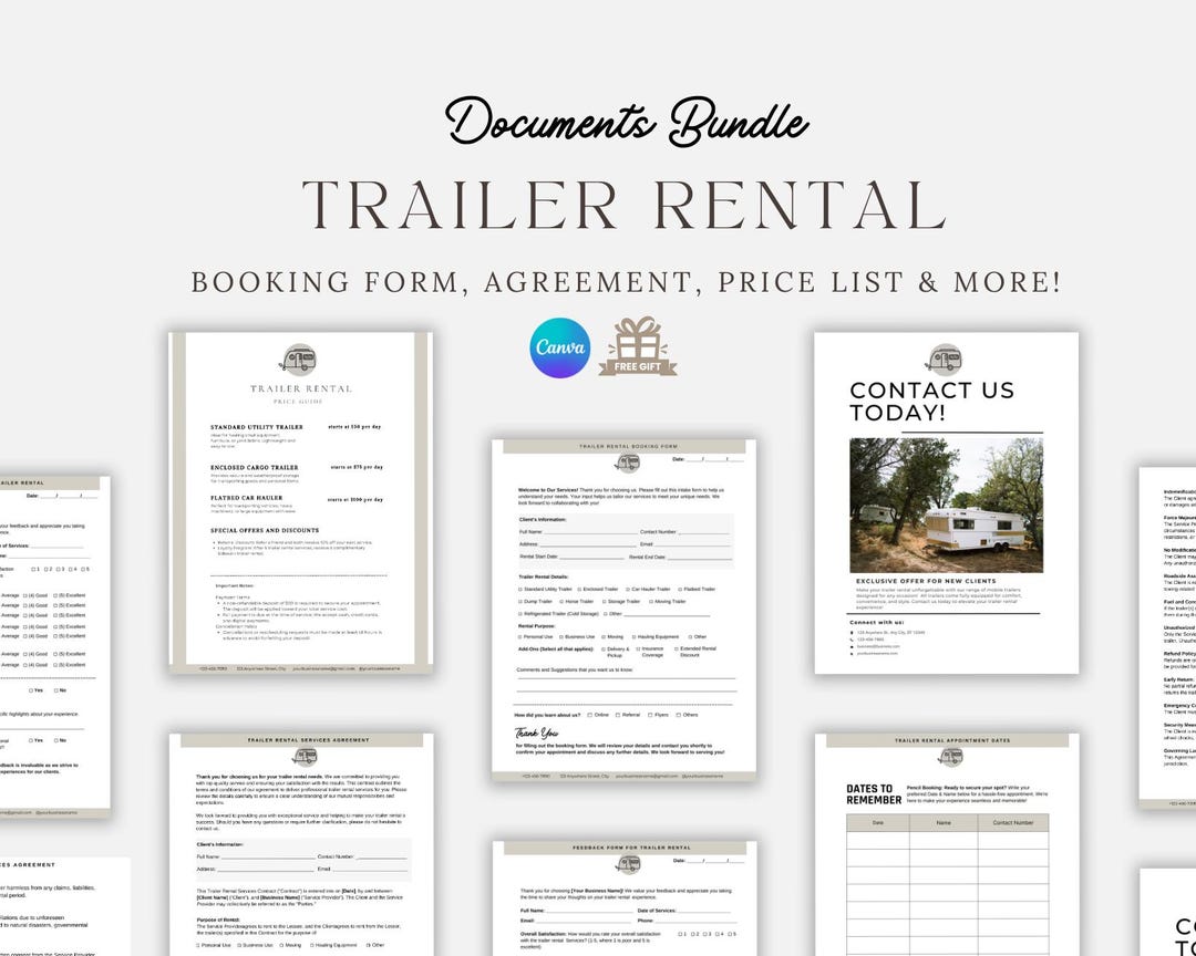 Trailer Rental Contract Agreement Template, Transportation Trailer ...