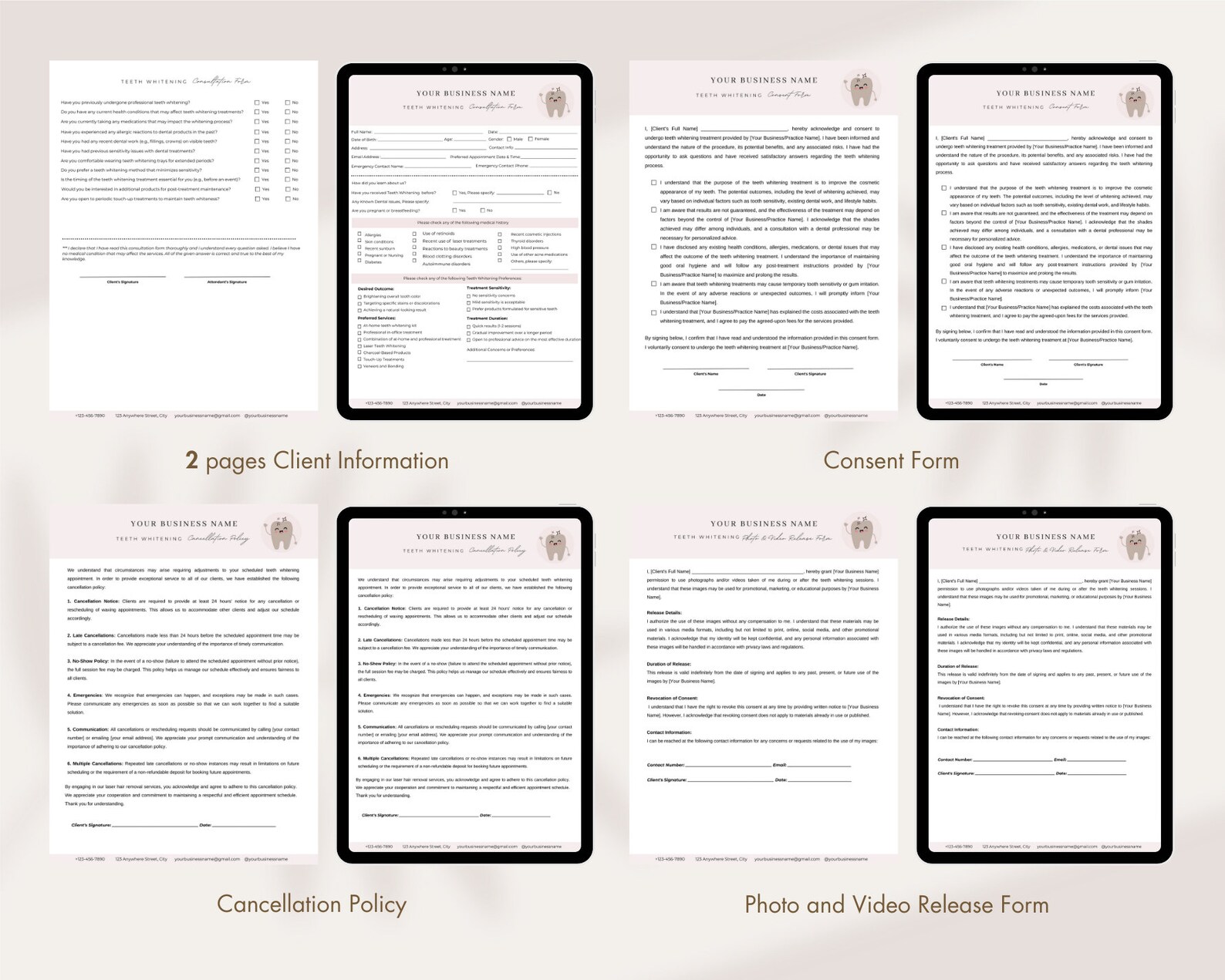 Teeth Whitening Consent Form, Teeth Whitening Forms Bundle, Esthetician ...