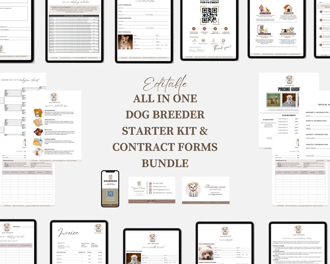 Dog Breeder Forms, Puppy Sale Contract, Dog Breeder Contract, Breeder ...