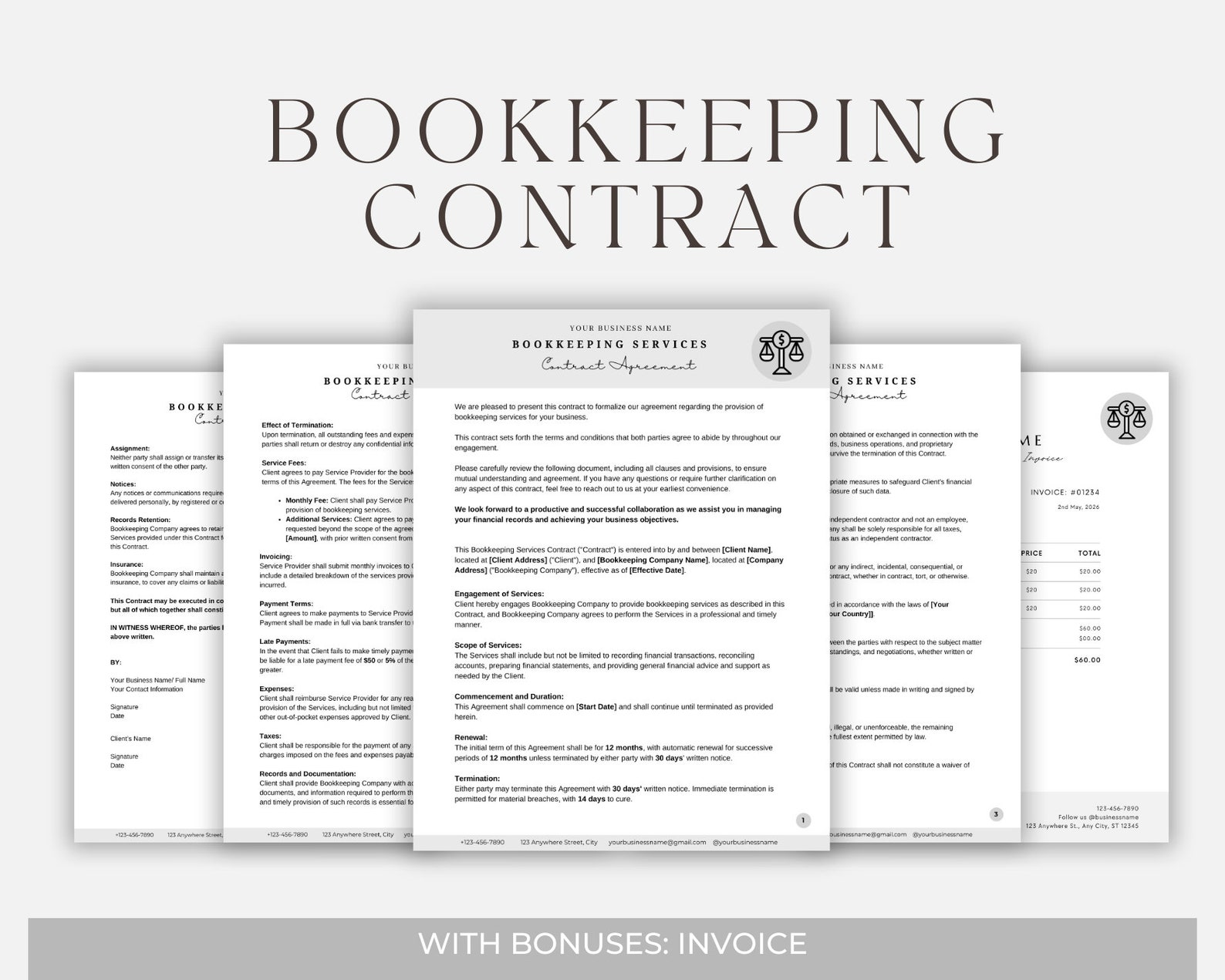 Bookkeeping Contract Template, Bookkeeping Services Agreement Template ...