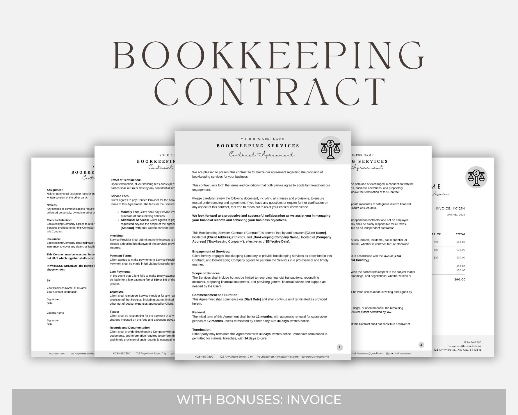 Bookkeeping Contract Template, Bookkeeping Services Agreement Template ...