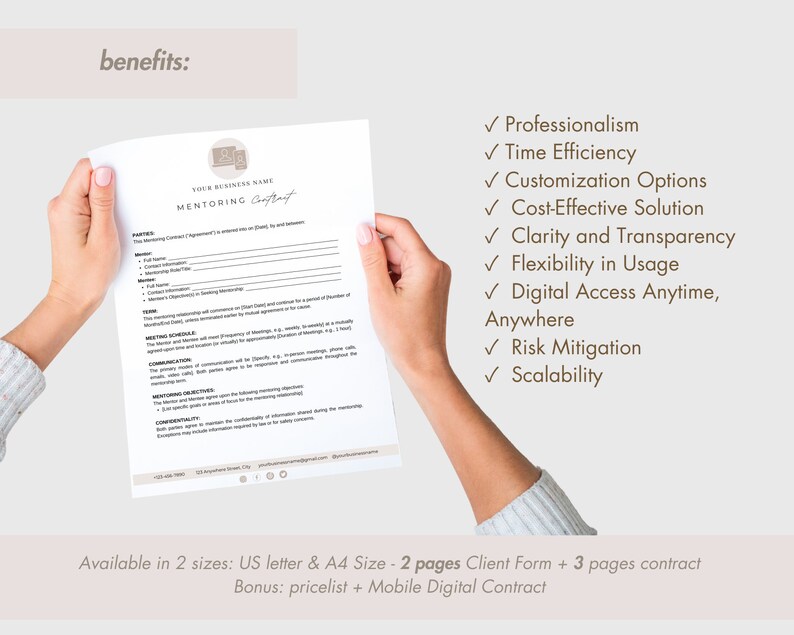 Editable Mentor Contract Template: Mentorship Services Agreement ...
