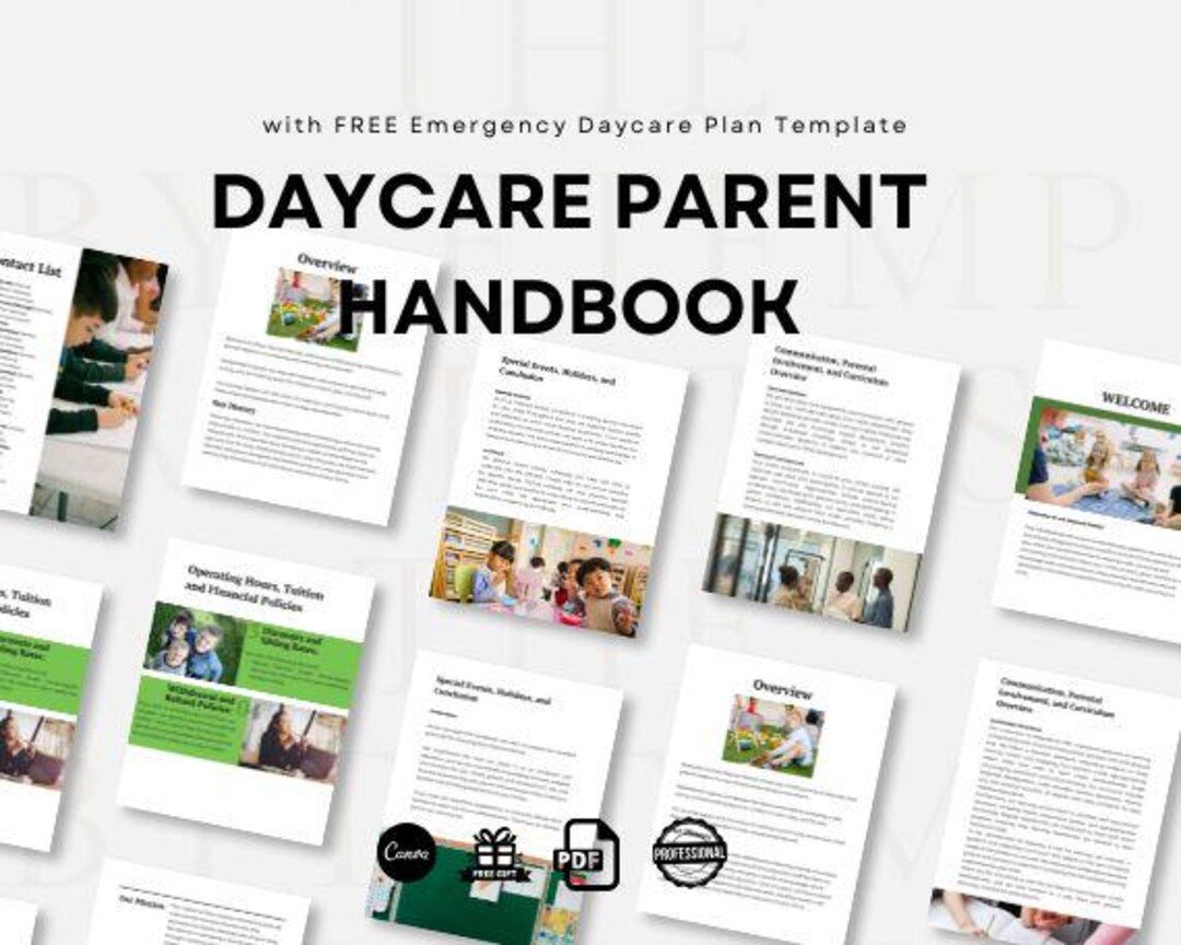 Editable Daycare Parent Handbook Template, Childcare Policies and ...