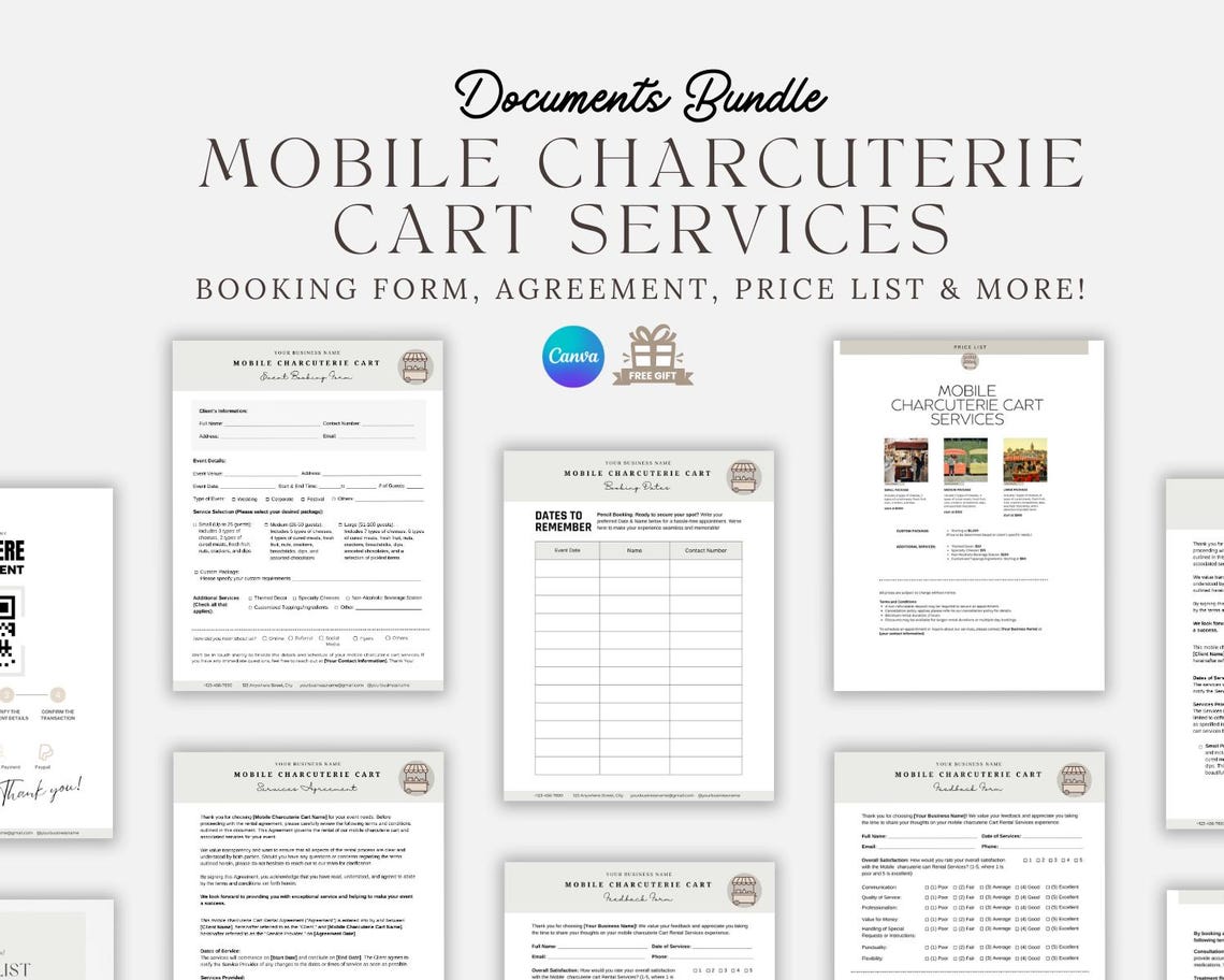 Mobile Charcuterie Cart, Event Vendor Contract Template, Party Rental ...