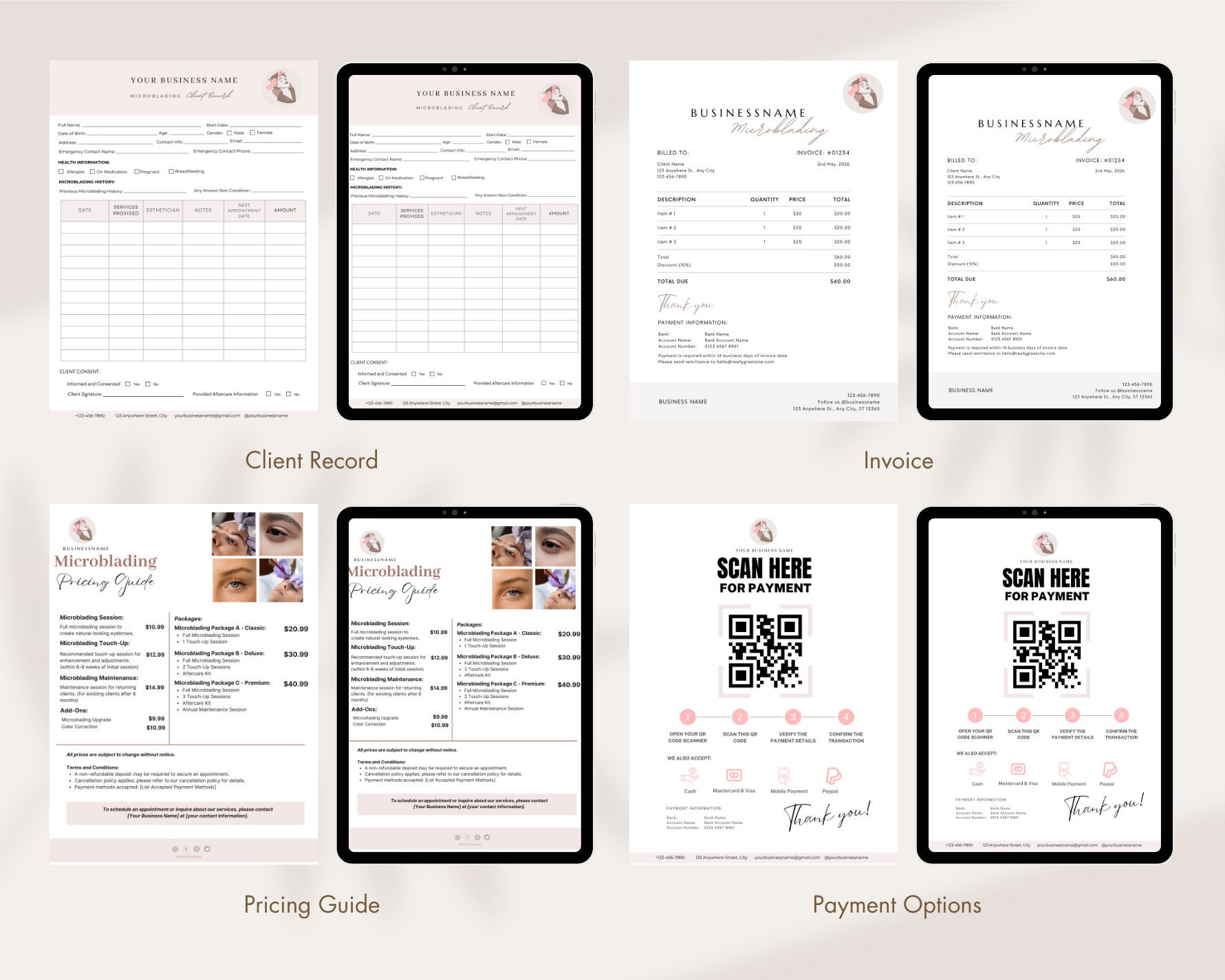 Editable Microblading Forms Bundle, Professional Permanent Make-up ...