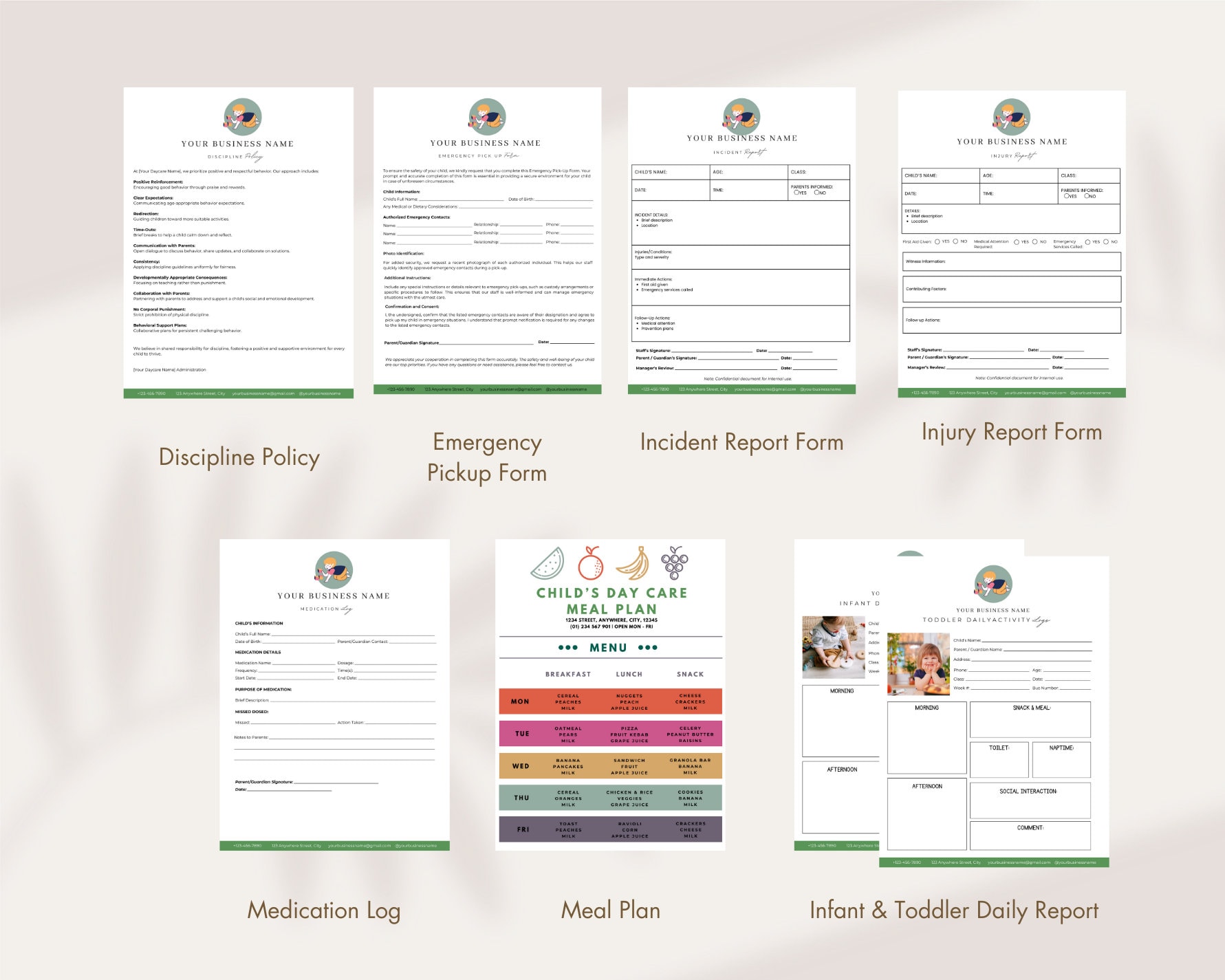 Daycare Starter Kit, Daycare Forms, Daycare Contract, Childcare Forms ...