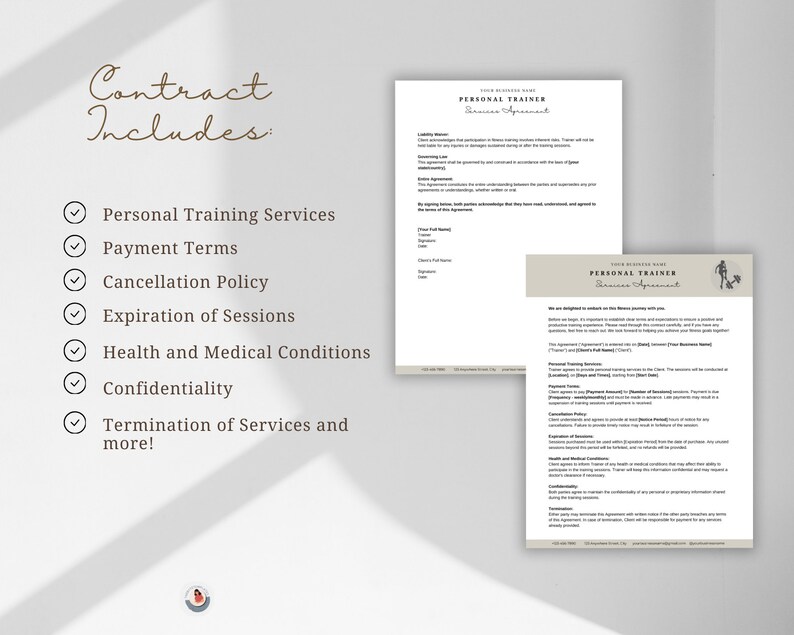 Personal Trainer Contract, Personal Trainer Client Intake Form ...