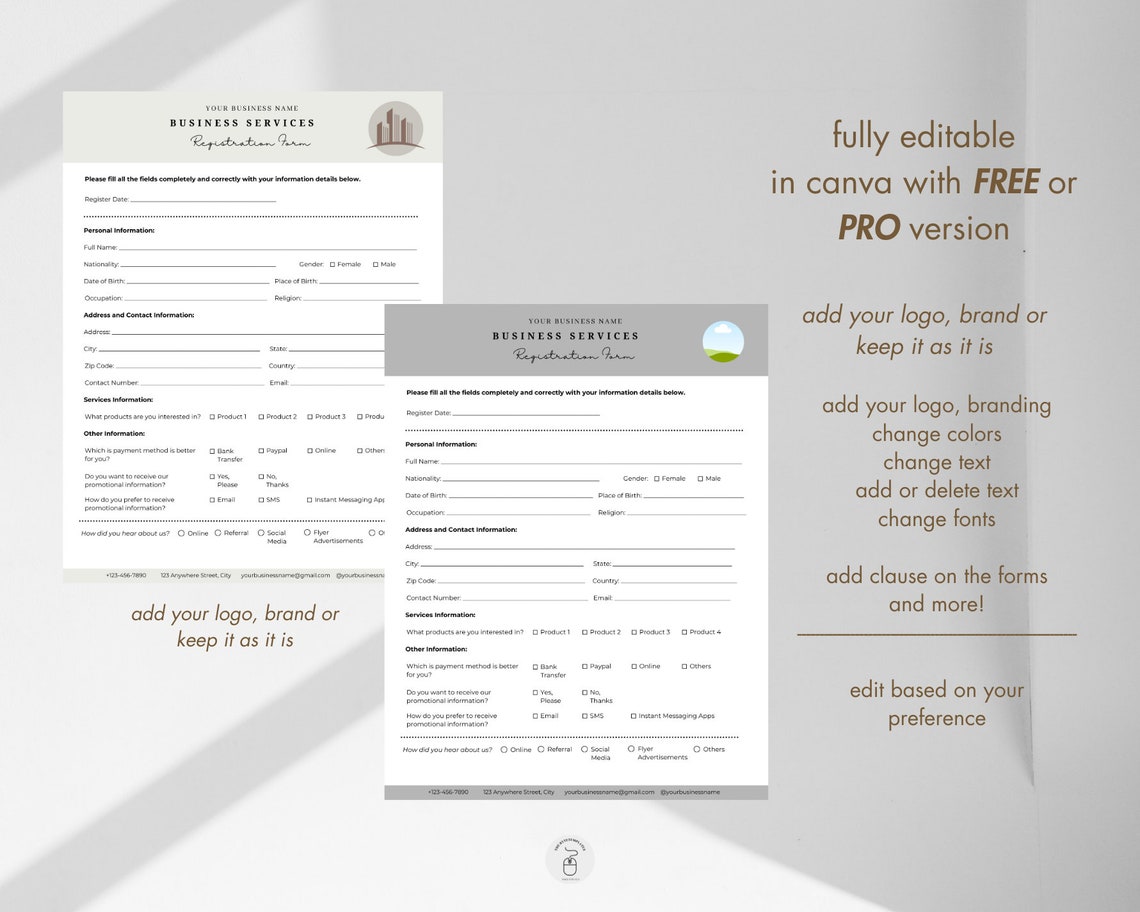 Membership Contract, New Client Template, Registration Form, New Client ...