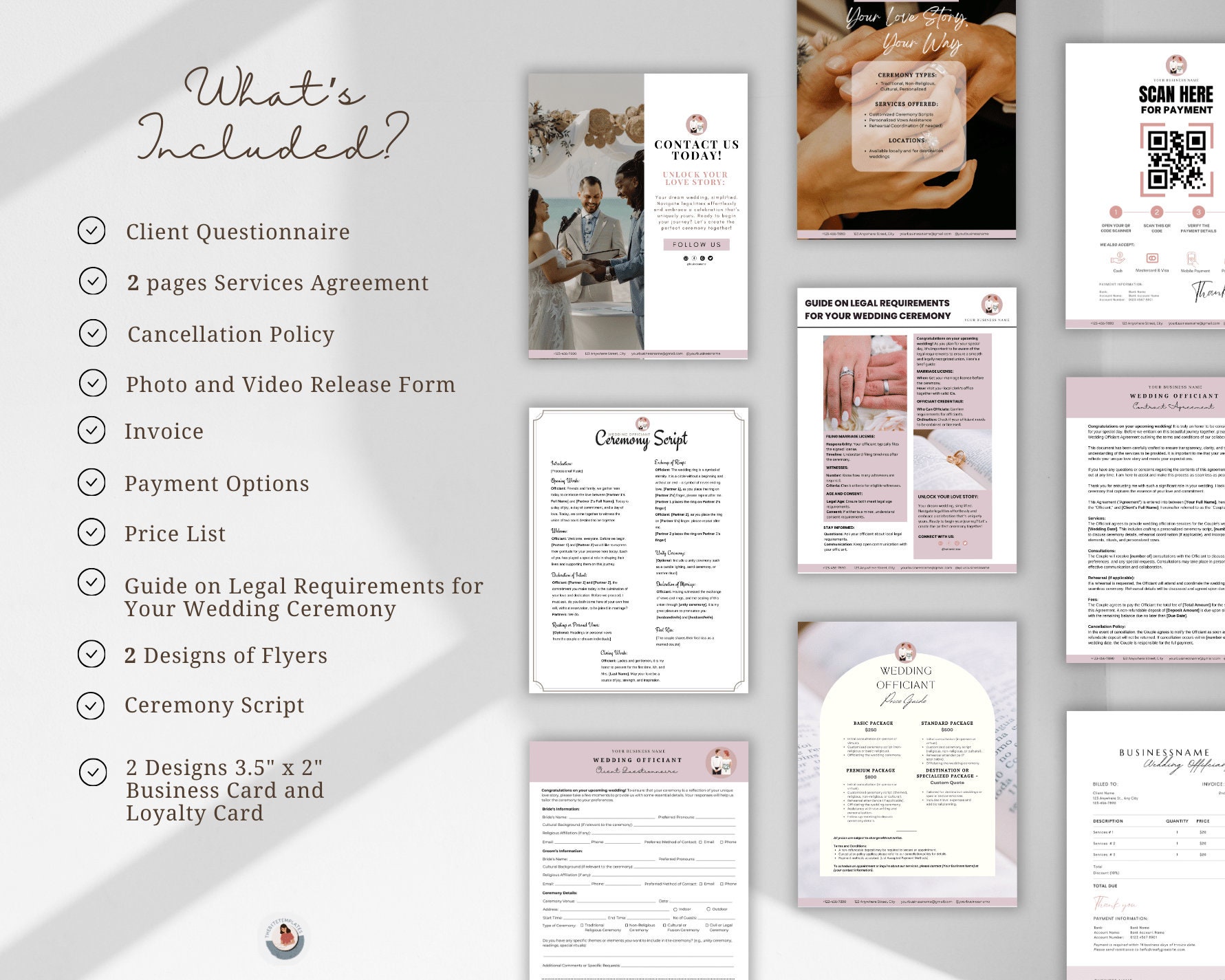 Wedding Officiant Contract, Wedding Officiant Starter Kit, Marriage ...
