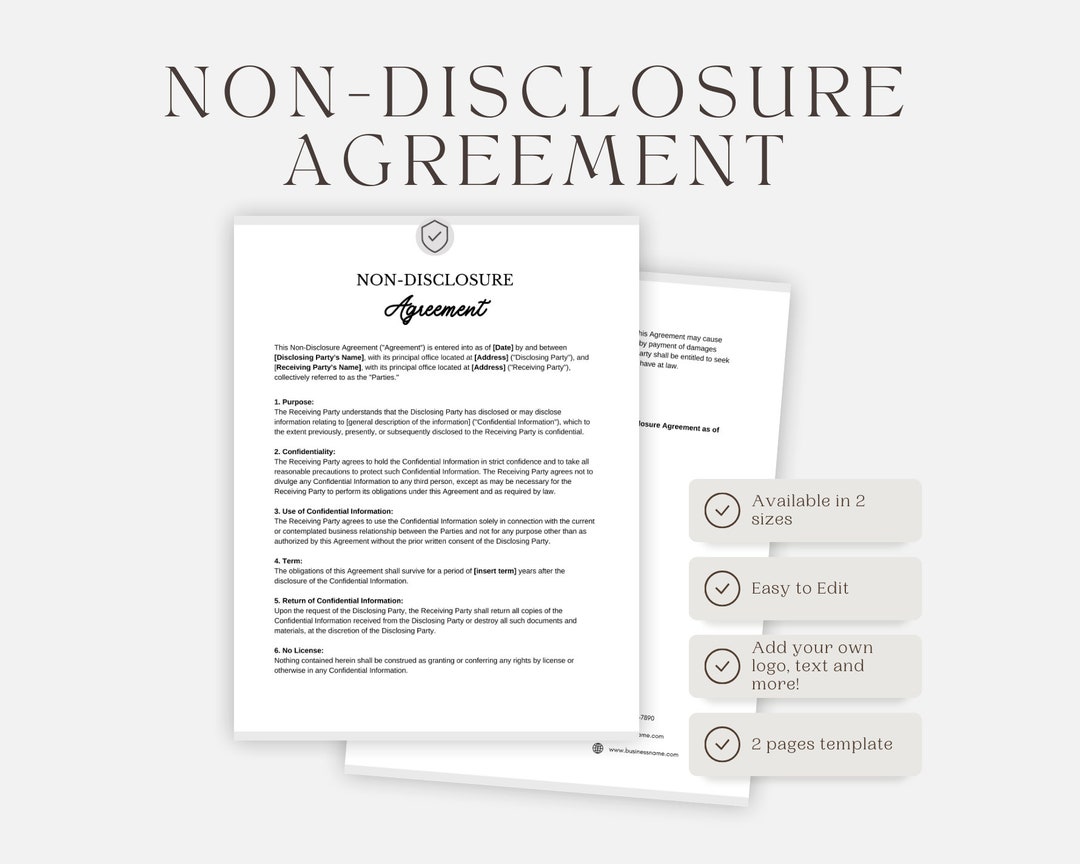 Non Disclosure Agreement General NDA Template, Social Media Non ...