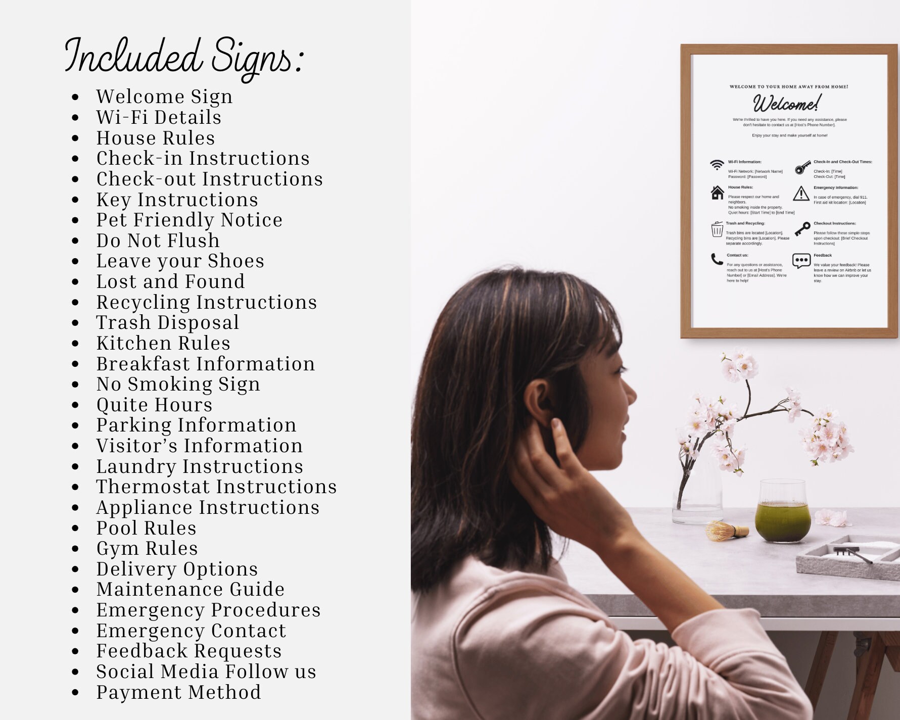 Airbnb Signs Bundle Template, Airbnb Signage, Rental Sign, Signage for ...