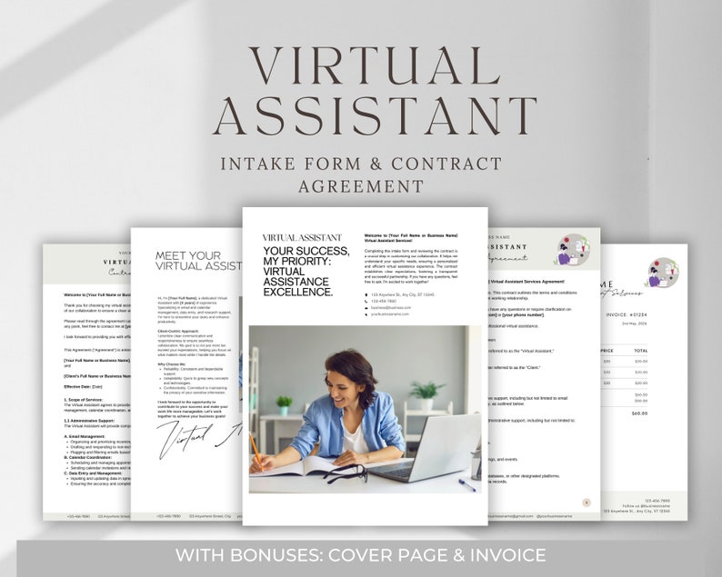 Virtual Assistant Contract Template, 10 Pages DIY Editable, VA Service ...