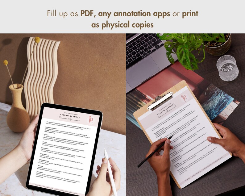 Custom Garment Contract, Tailor Made Clothing Agreement, Tailored Forms ...