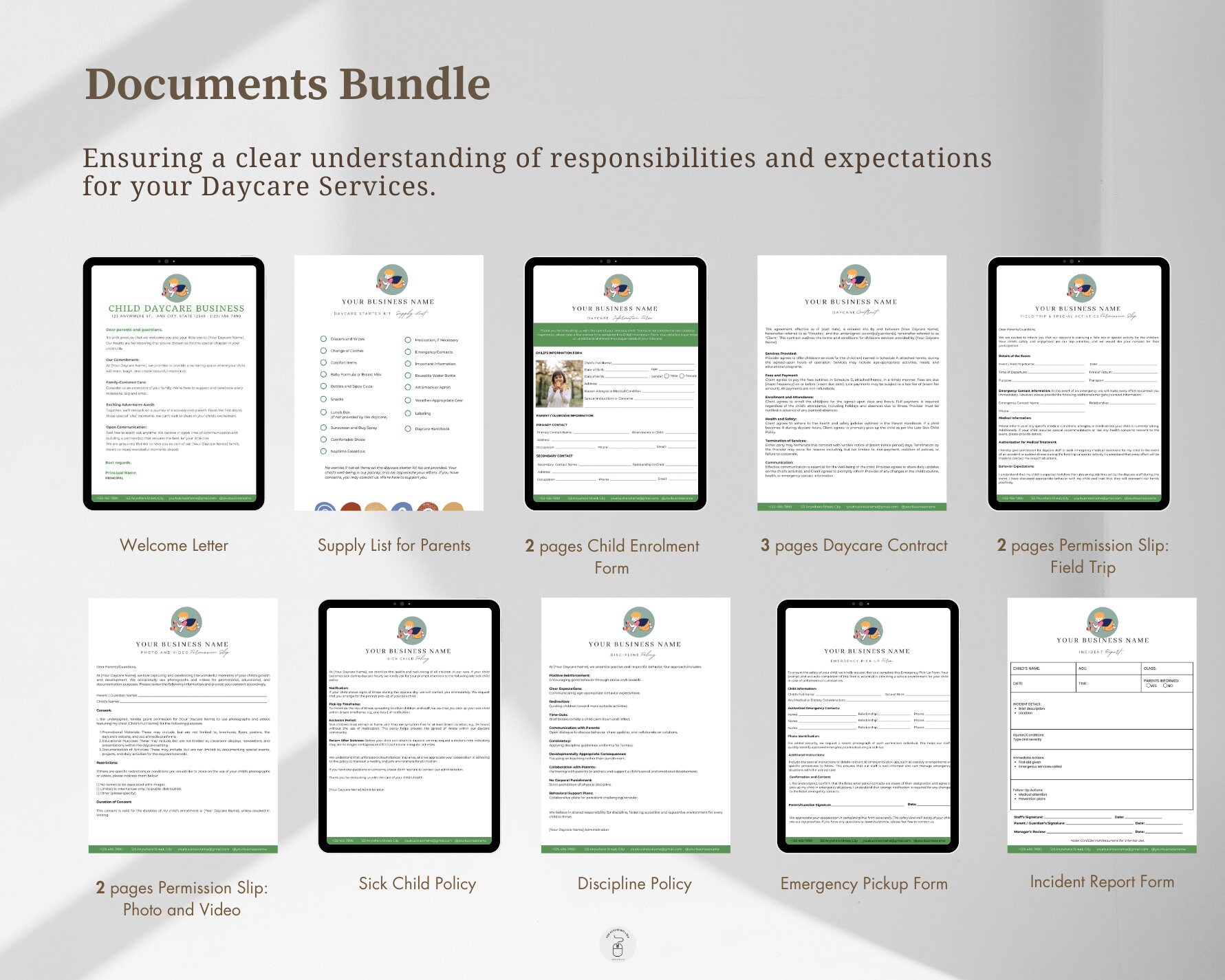 Daycare Forms Bundle, Daycare Starter Kit, Childcare Forms Contract ...