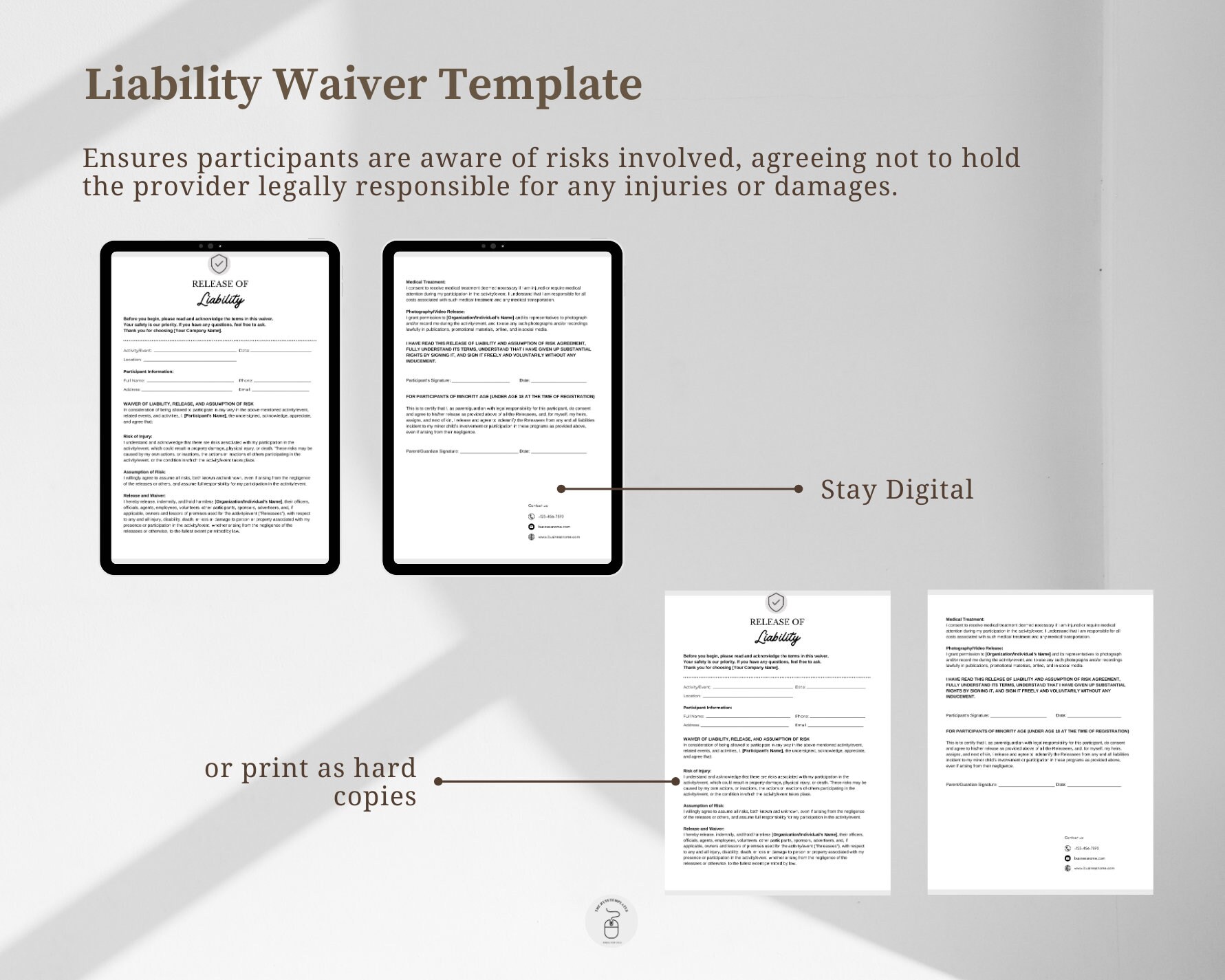 General Liability Waiver Form Template Professional Waiver of Liability ...