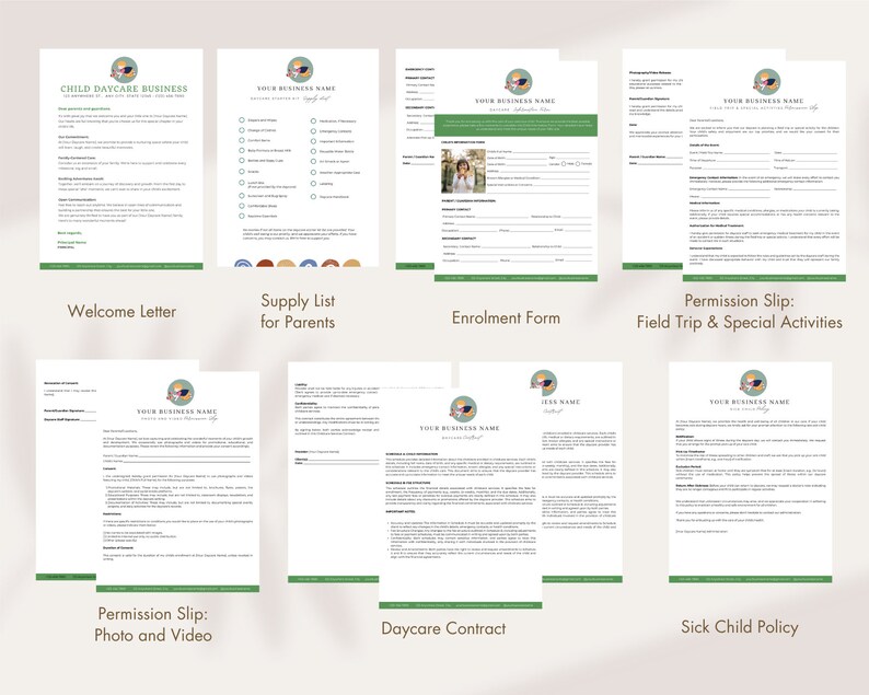 Daycare Starter Kit, Daycare Forms, Daycare Contract, Childcare Forms ...