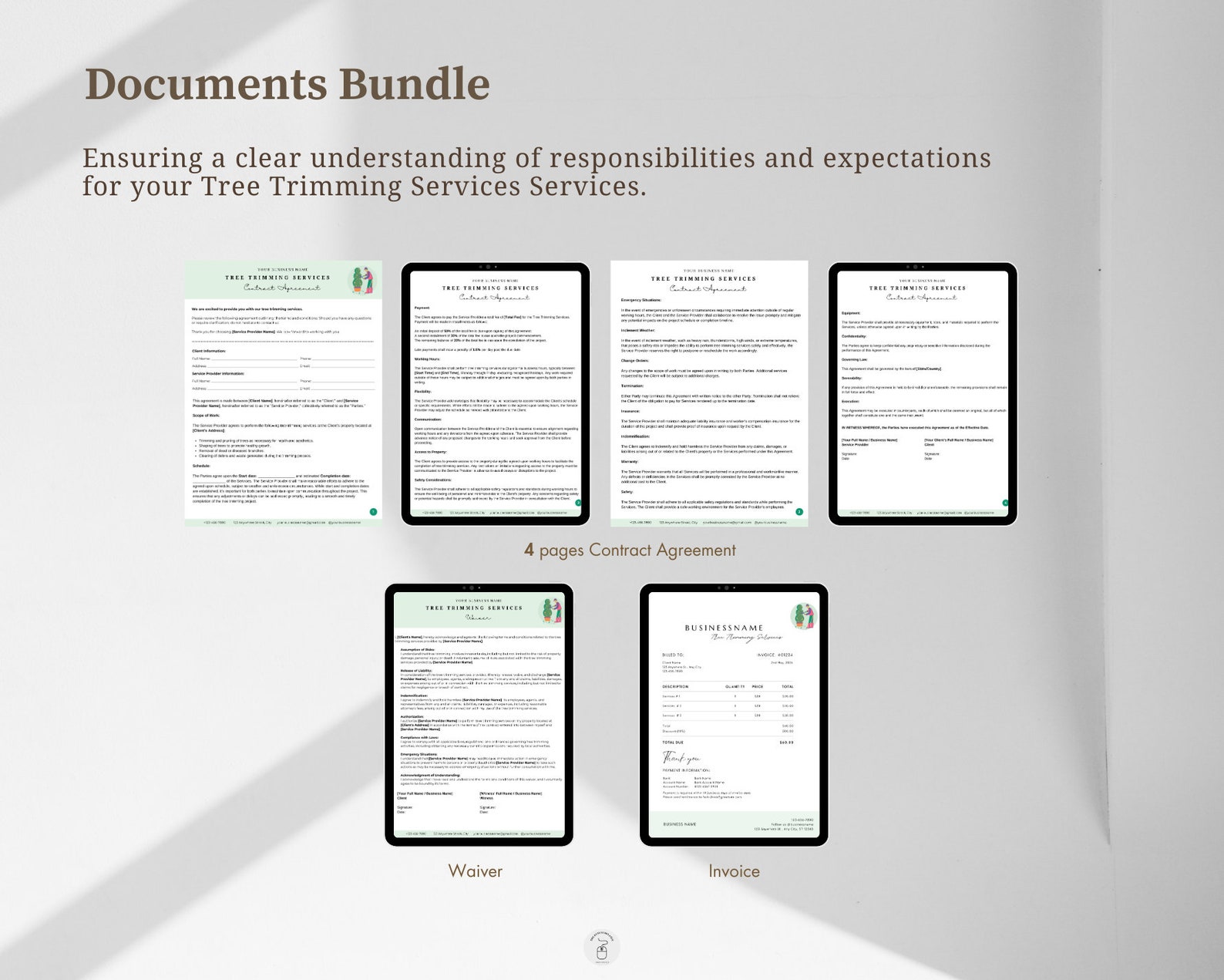 Tree Trimming Contract Waiver Logo, Lawn Care Contract, Service ...
