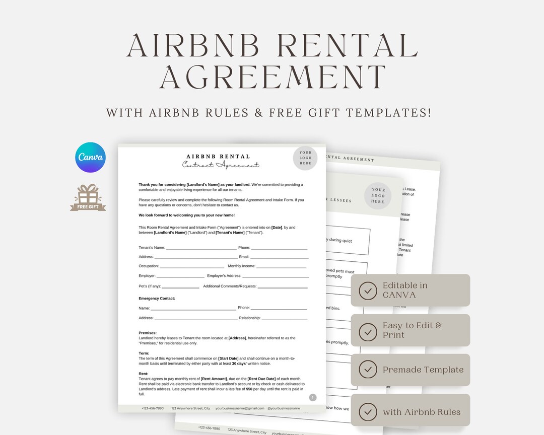 Airbnb Rental Agreement Contract Template, Airbnb Rules, Vacation ...