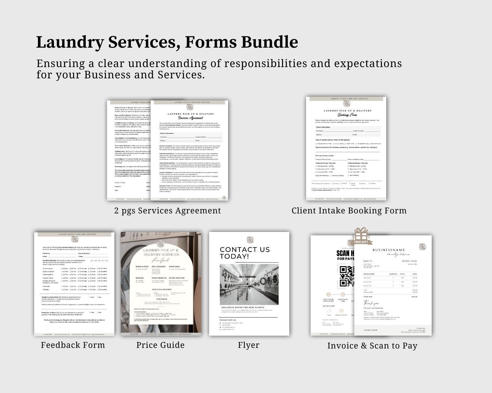 Editable Laundry Pick up & Delivery Services Forms Templates, Pick and ...