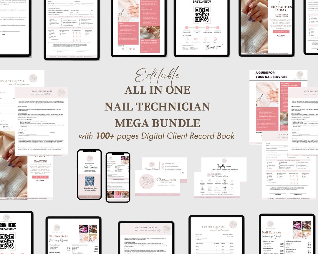 Editable Nail Technician Forms Bundle, Nail Tech Consultation Forms ...