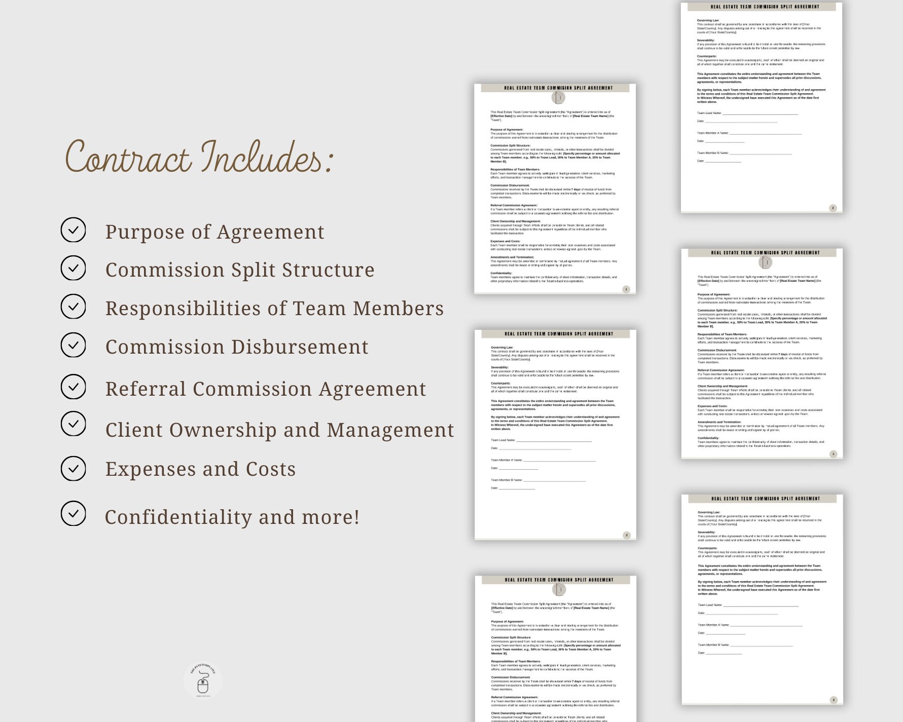 Team Commission Split Contract, Editable Real Estate Commission ...