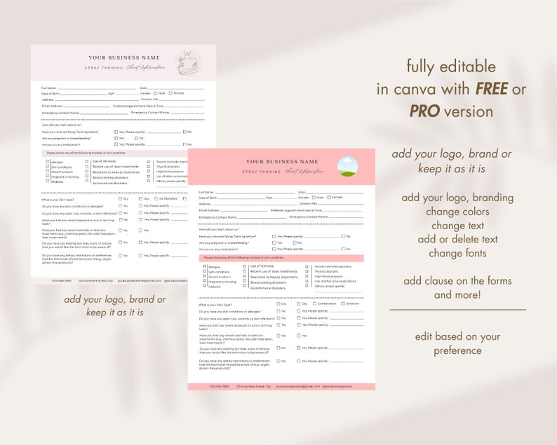 Esthetician Forms, Spray Tan Consent Form, Tanning Consent, Tanning ...