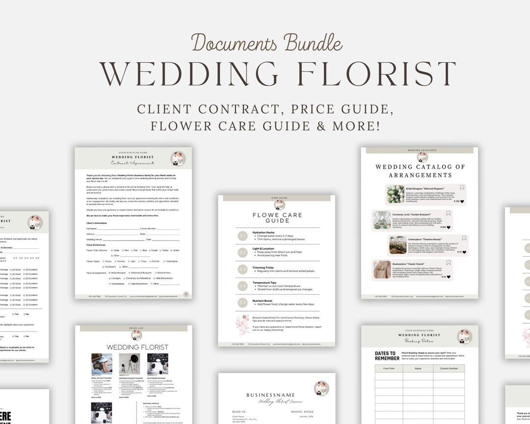 Wedding Florist Contract Template Proposal and Contract, Florist Order ...