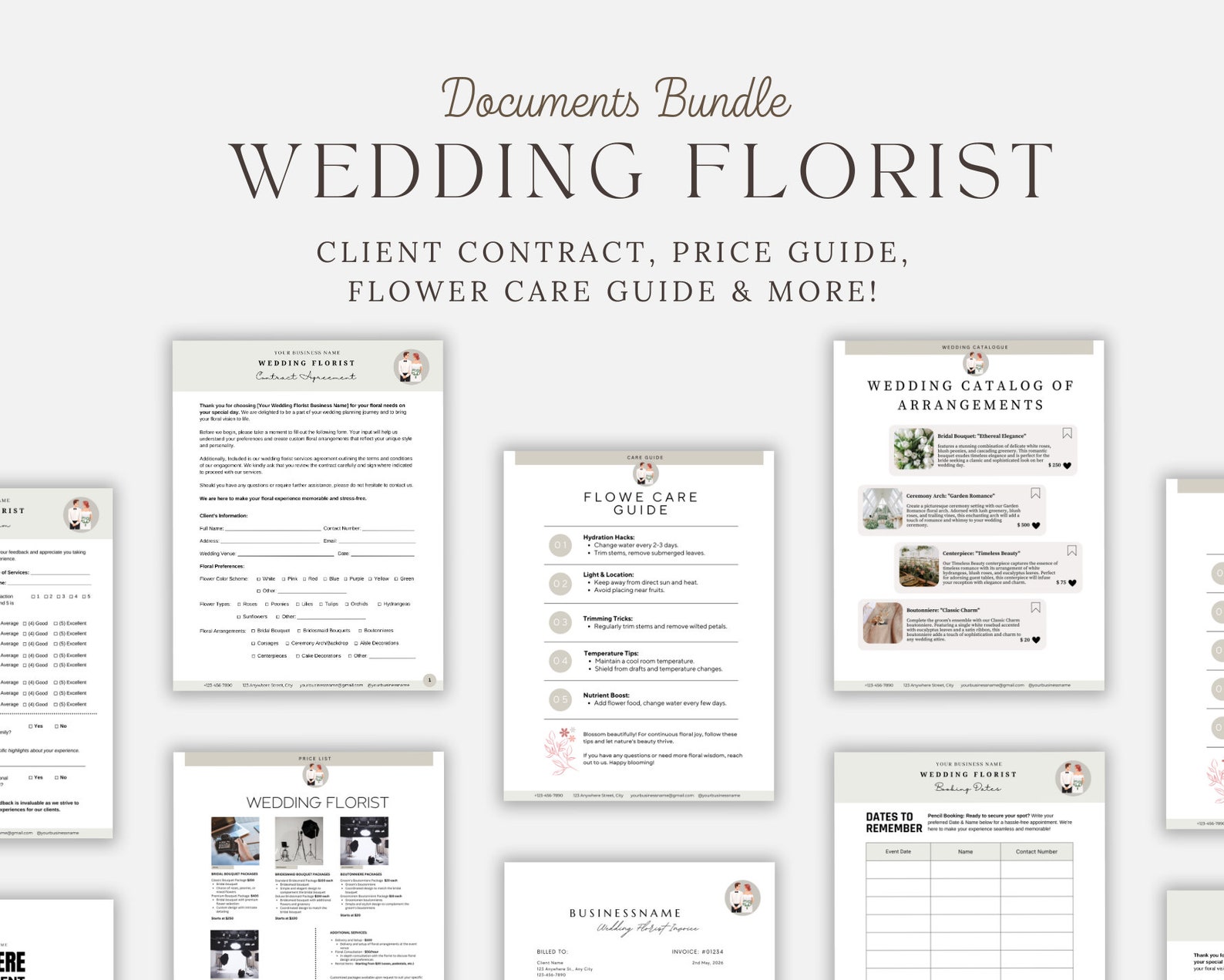 Wedding Florist Contract Template Proposal and Contract, Florist Order ...