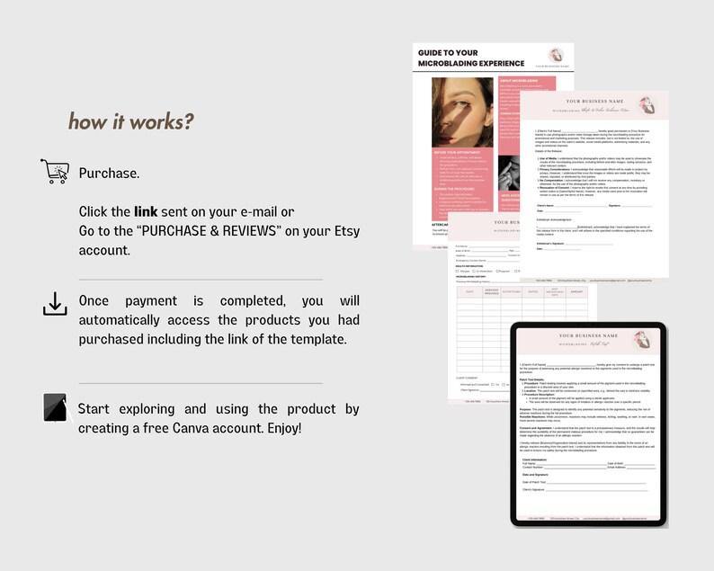 Editable Microblading Forms Bundle, Professional Permanent Make-up Forms, Microblading ...