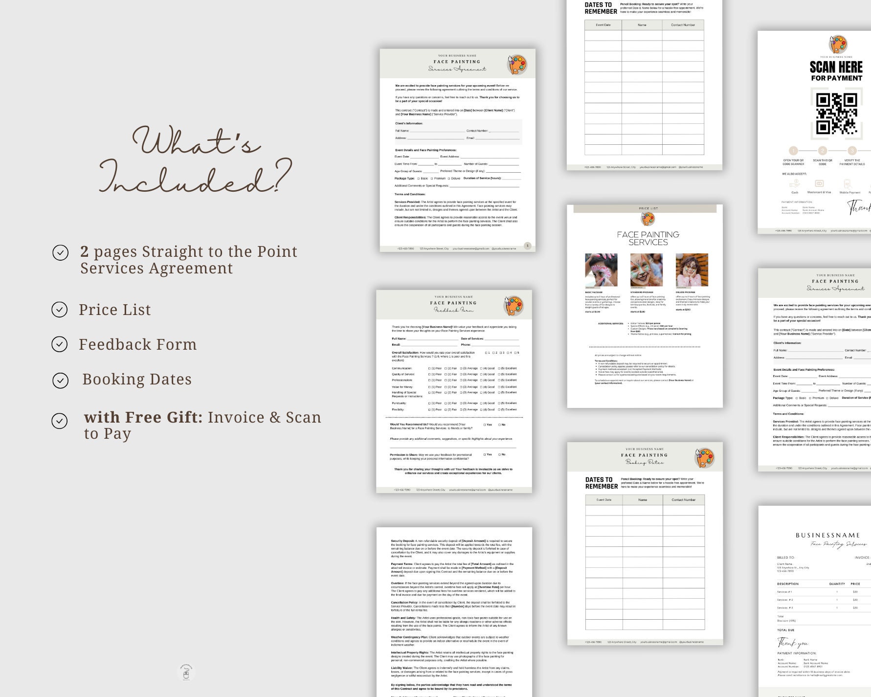Face Painting Contract Template Forms, Event Face Paint Intake Form ...