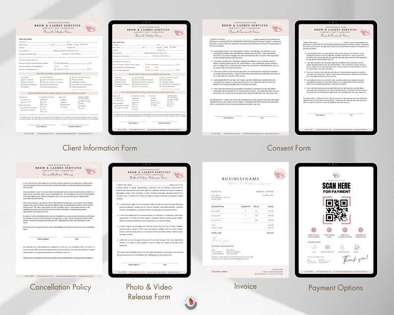 Lash Lift and Tint Forms, Brow Lamination Form, Lash Tech, Lash Consent ...