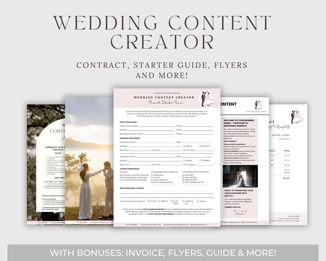 Wedding Content Creator Contract, Wedding Photography Contract ...