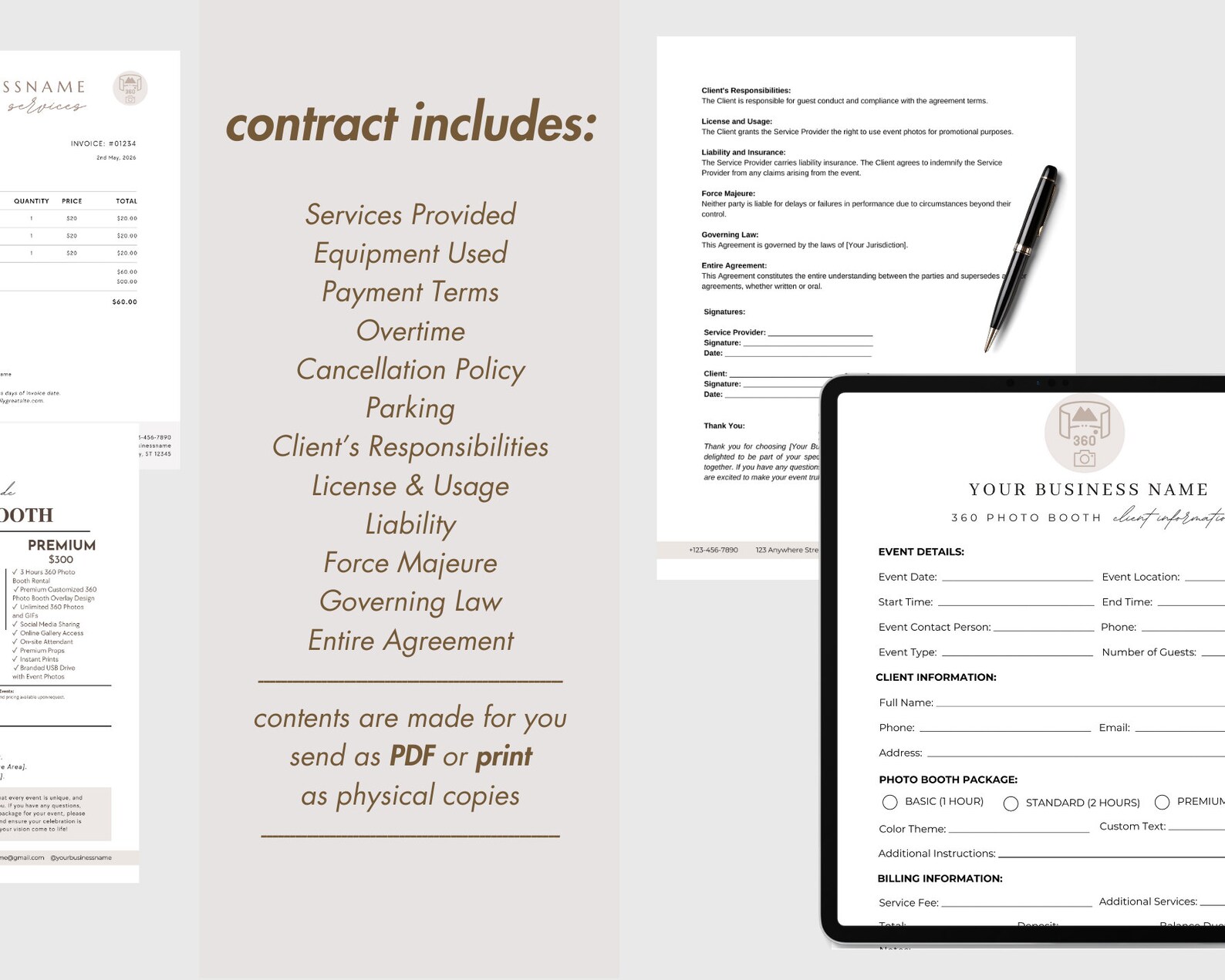 360 Photo Booth Contract Template, Photo Booth Template, CANVA Contract ...