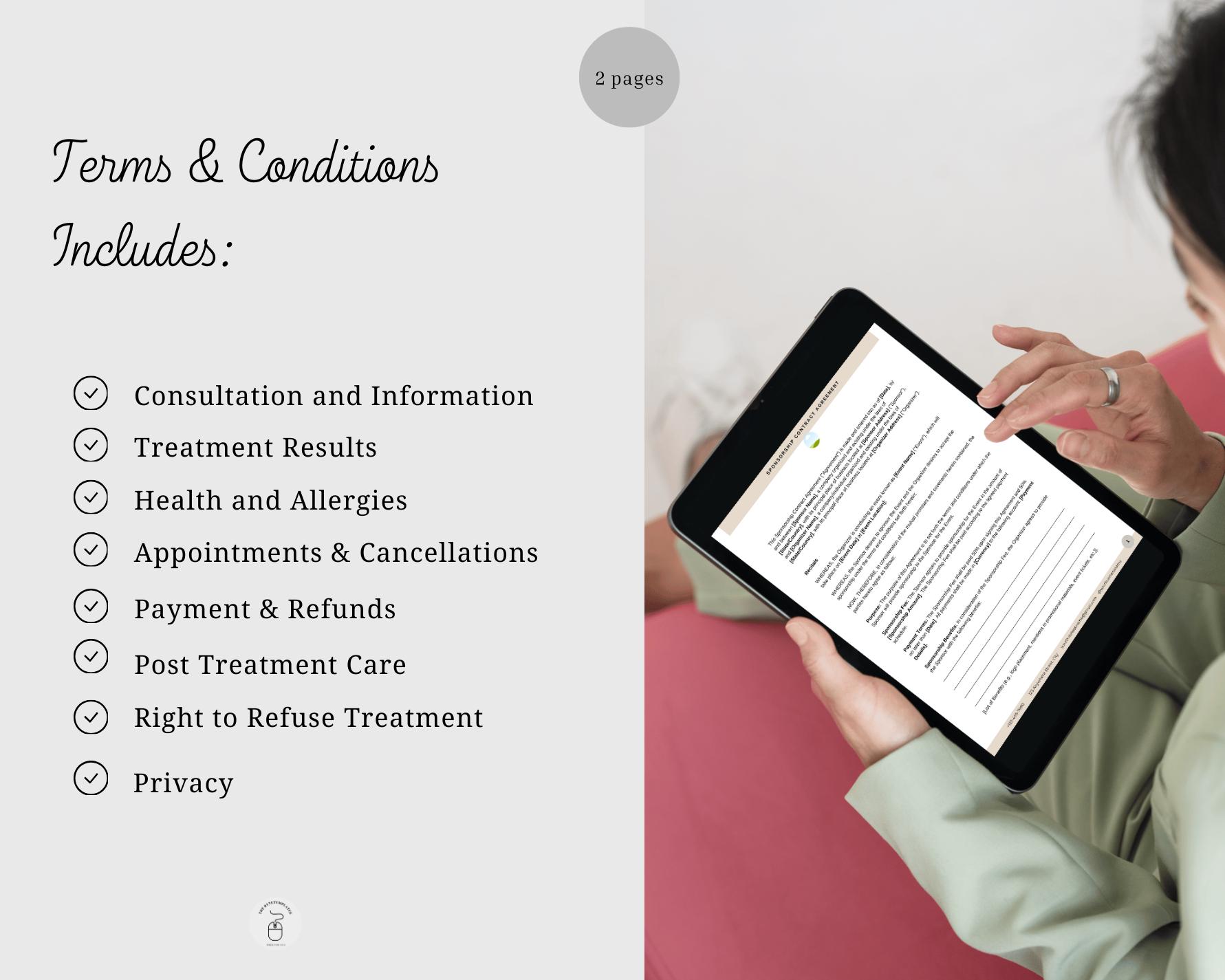 Editable Scalp Treatment Consent Contract Liability Waiver Form for ...