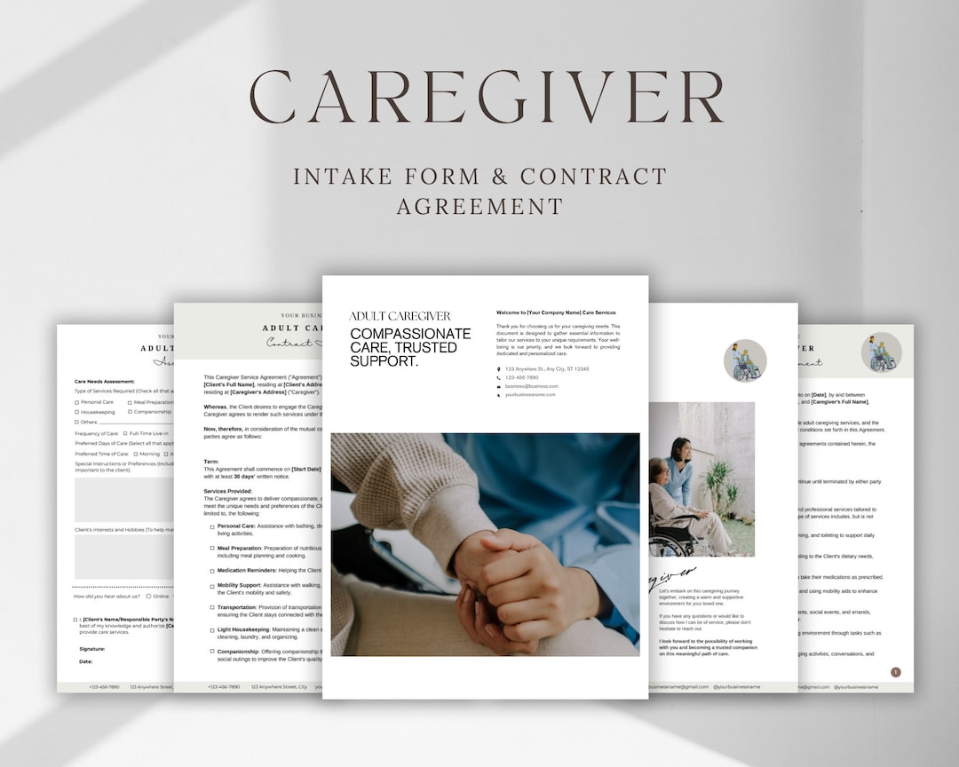 Caregiver Contract Home Care Services Agreement Caregiver Forms Home ...