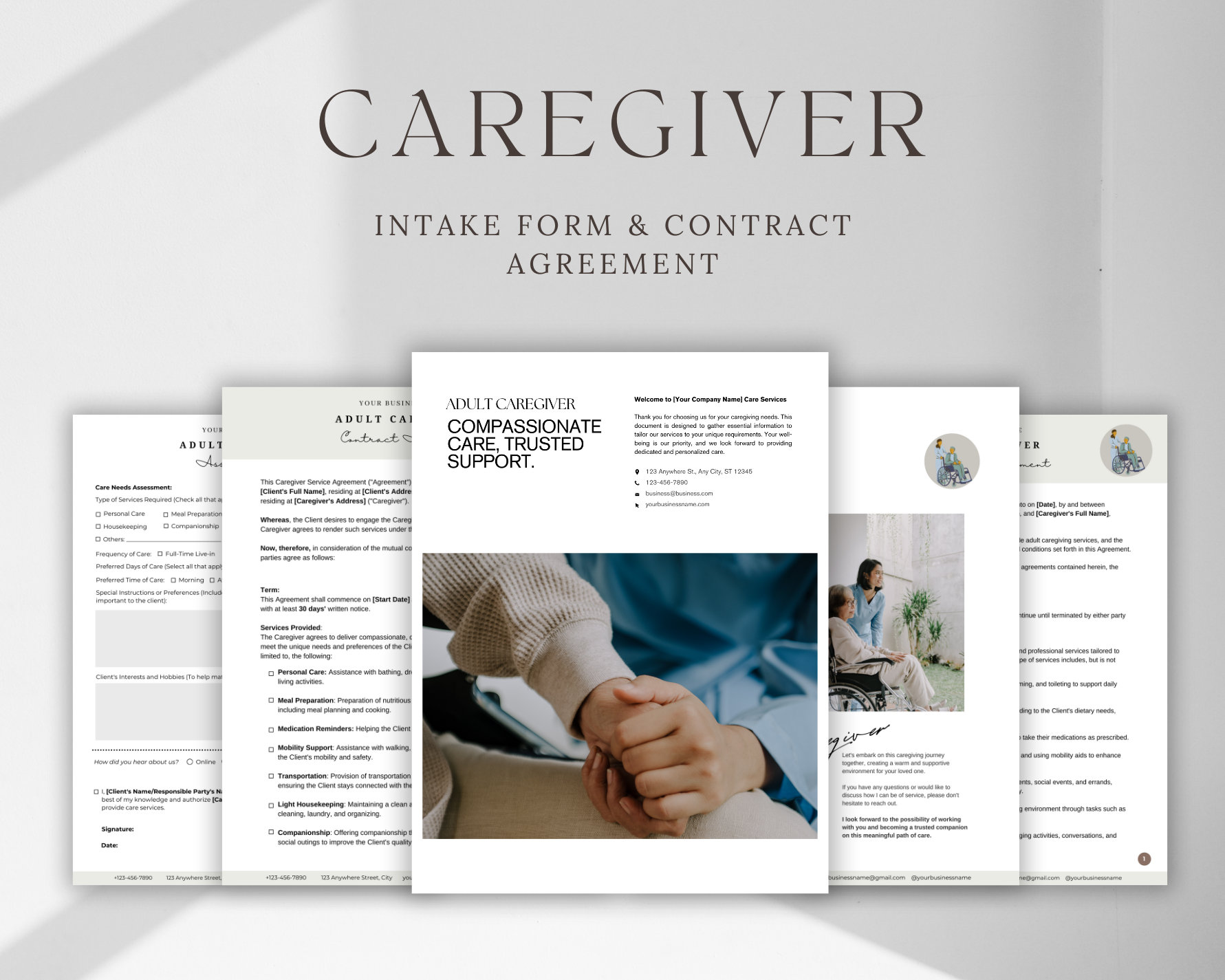 Adult Caregiver Contract, Caregiver Employment Contract, Caregiving Agreement, Personal Care ...