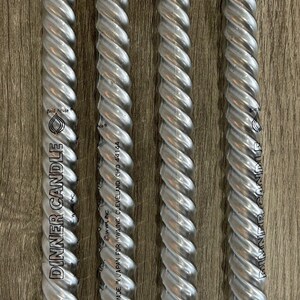 Vintage New Guild House Dinner Candles 12 Metallic Silver Spiral Taper ...