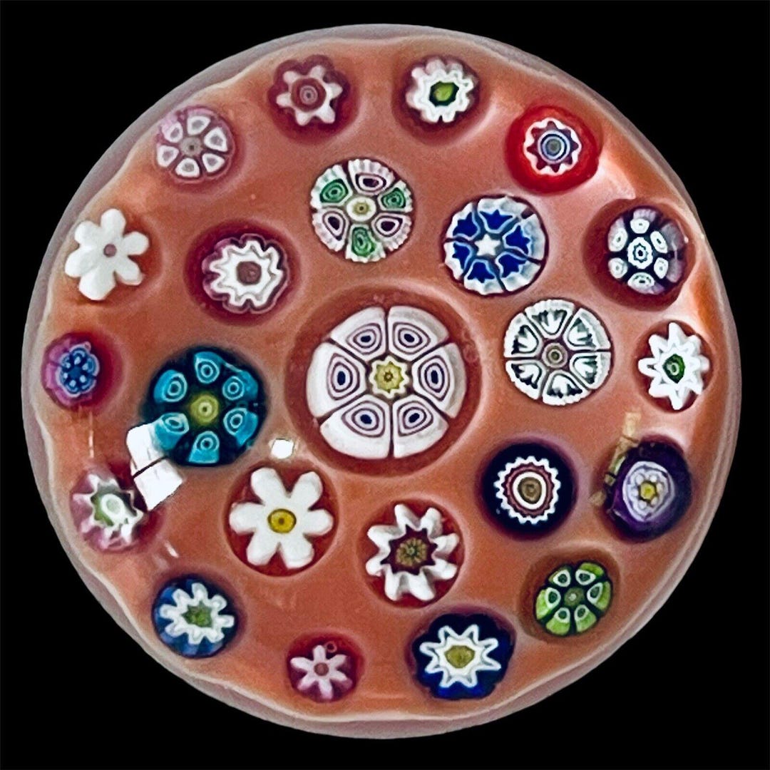 Vintage Julie Scrutton Lewis Art Glass Paperweight 5 of 25 Millefiori ...