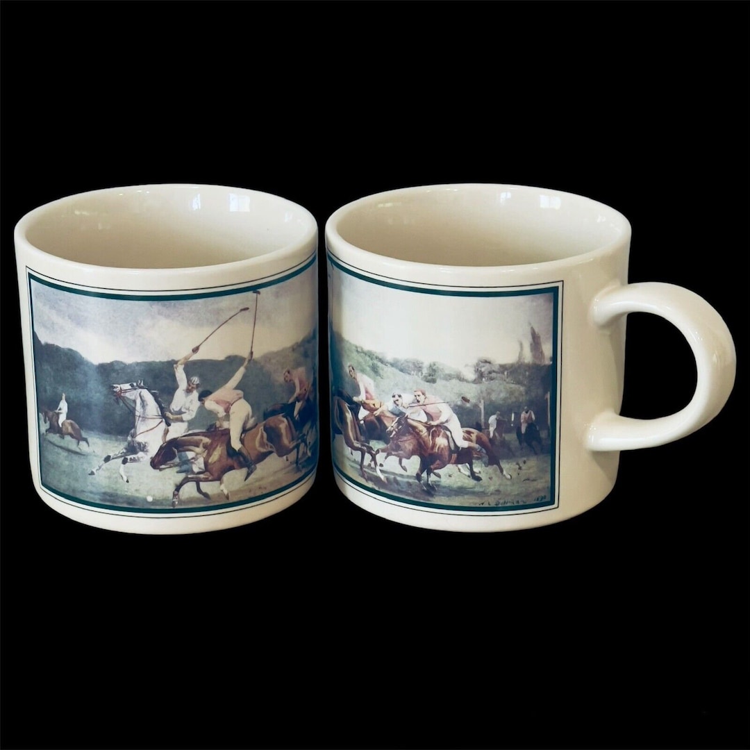 Lot 2 Vintage Ralph Lauren Limited Coffee Mugs 1978 Polo Thoroughbred ...