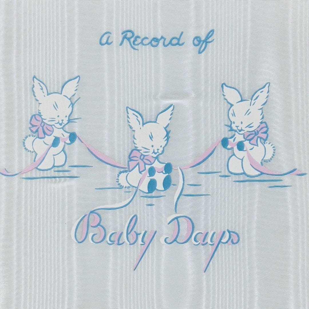 New VINTAGE Record of Baby Days 1958 Baby Book 50s Art Gini Dobson ...