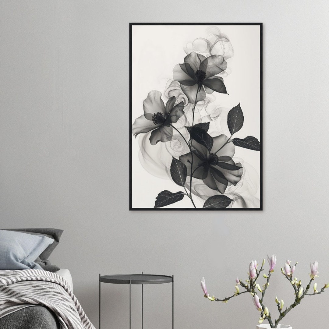 MEGA Poster, Monochromatic X-ray Florals: Hyper-realistic Elegance ...