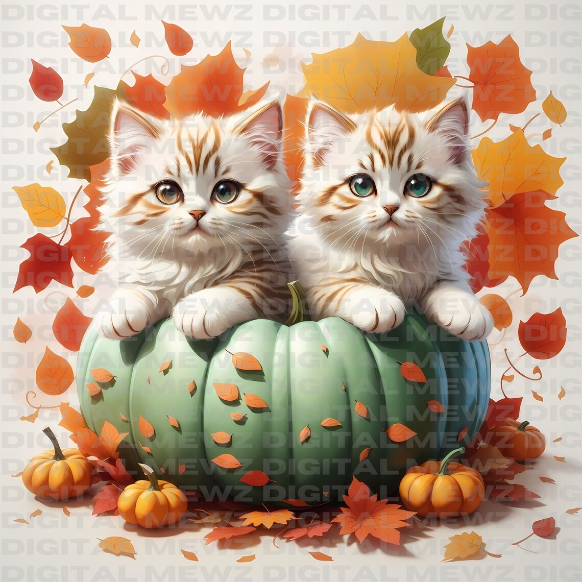 Cute Autumn Kitten Digital Art Bundle | Fall Cat Graphics | Autumn ...