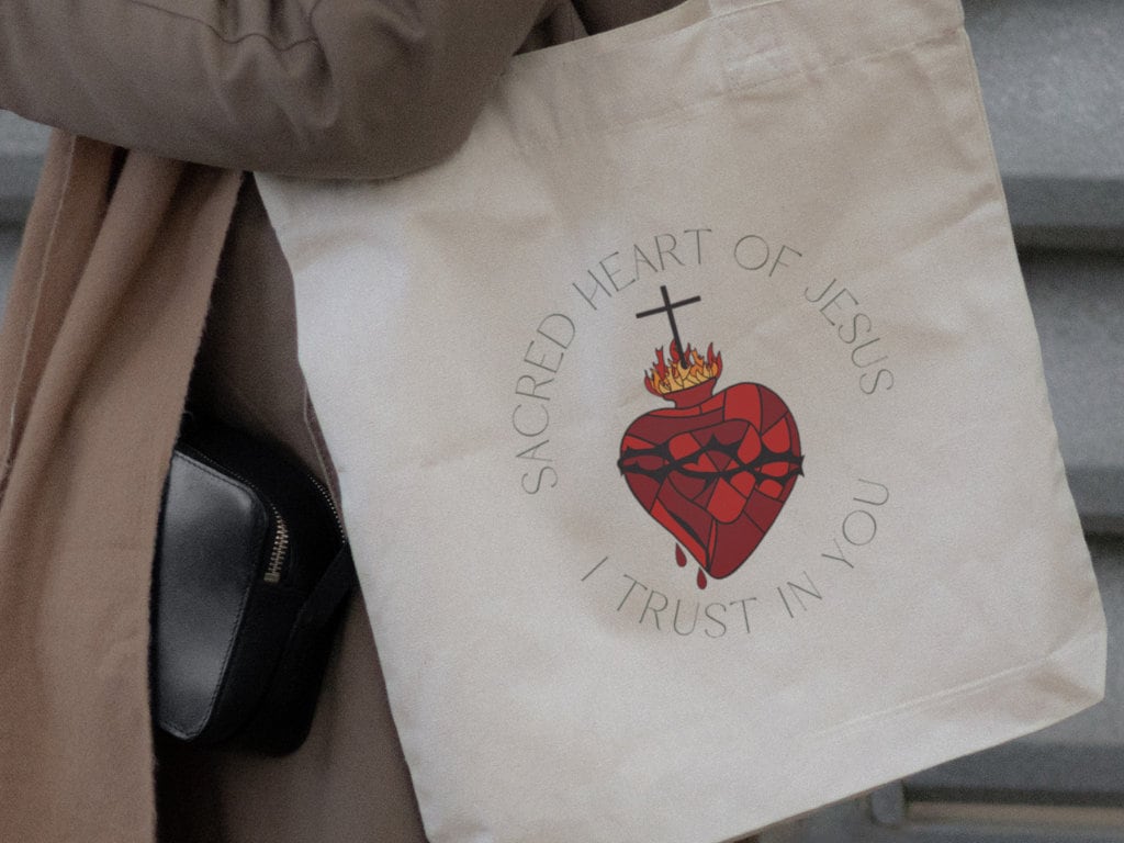 Sacred Heart of Jesus, Catholic Tote Bag, Bible Study Tote Bag ...