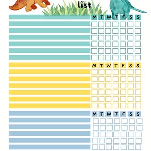 Dinosaur Editable Checklist | Kids Chore Chart | Chore Chart Printable ...
