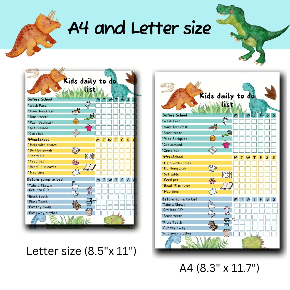 Dinosaur Editable Checklist | Kids Chore Chart | Chore Chart Printable ...
