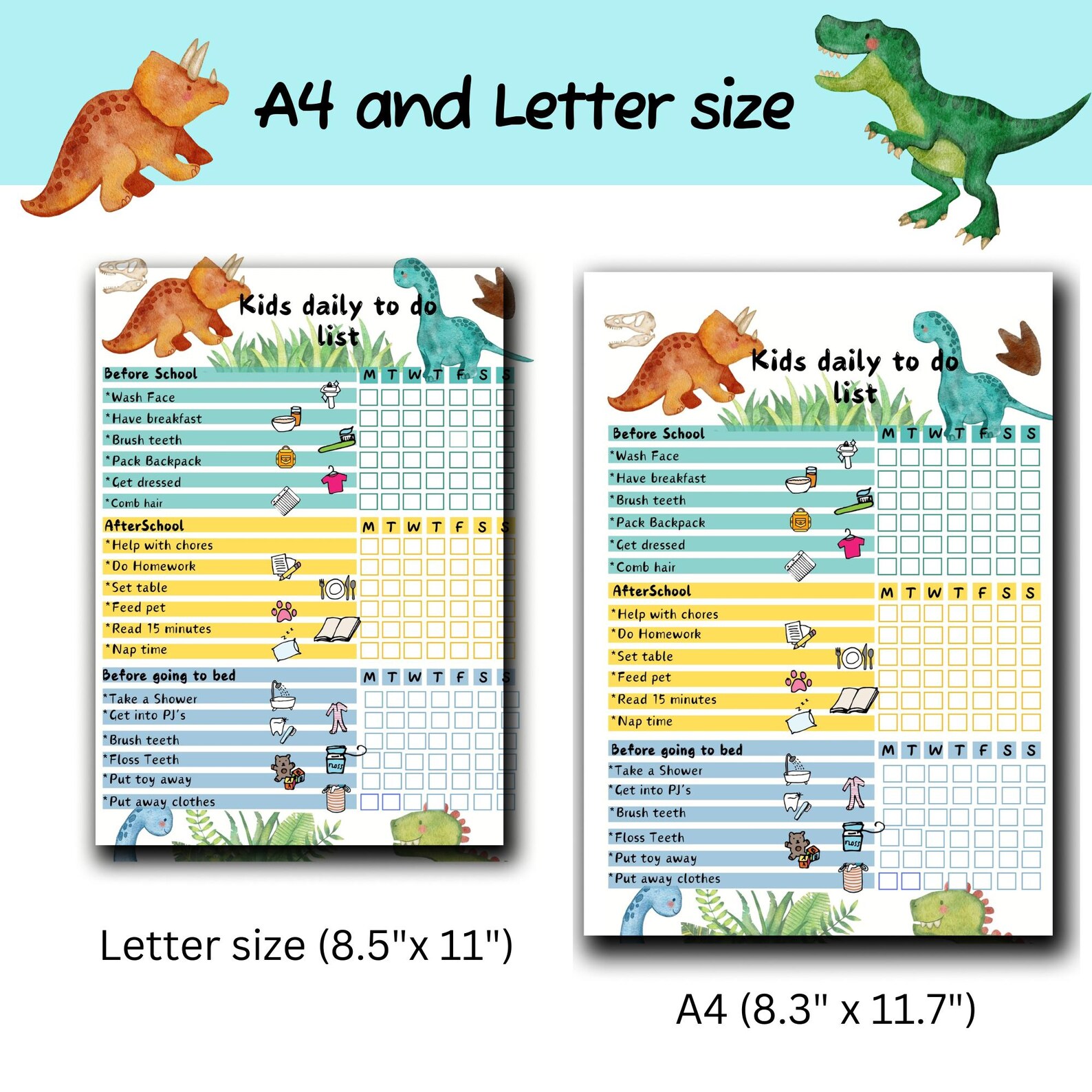 Dinosaur Editable Checklist | Kids Chore Chart | Chore Chart Printable ...