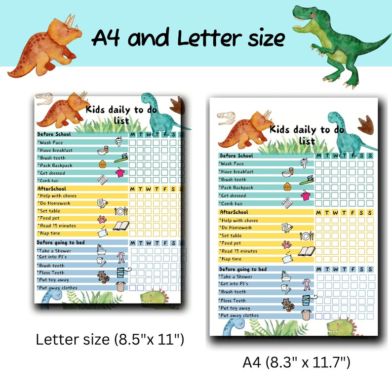 Dinosaur Editable Checklist | Kids Chore Chart | Chore Chart Printable ...